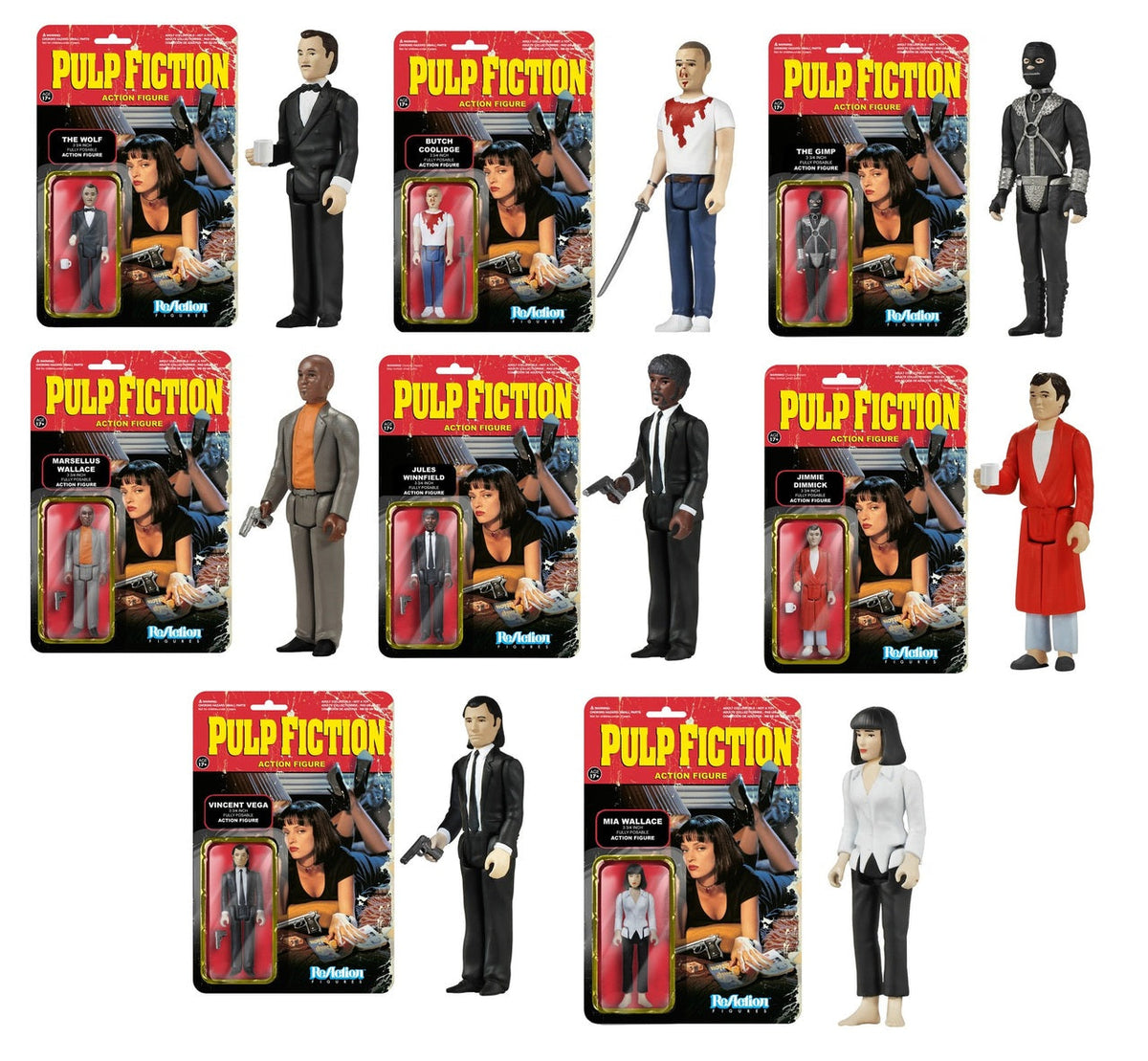 Funko Pulp Fiction ReAction Figures Tarantino Full Set of 8 Action Fig ...