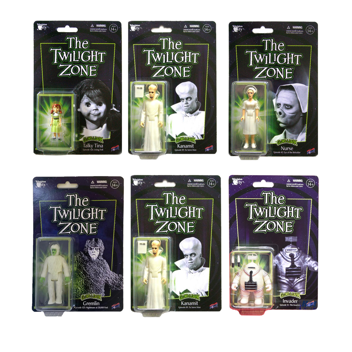 The Twilight Zone SDCC Set of 6 Glow in the Dark Action Figures – Gold ...